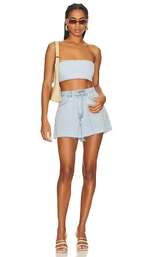 Weworewhat Flare Bell Short In Light Wash - 65% Off | Editorialist